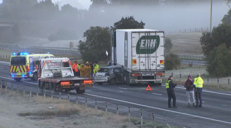 Black ice causes serious multi-car crash in Victoria