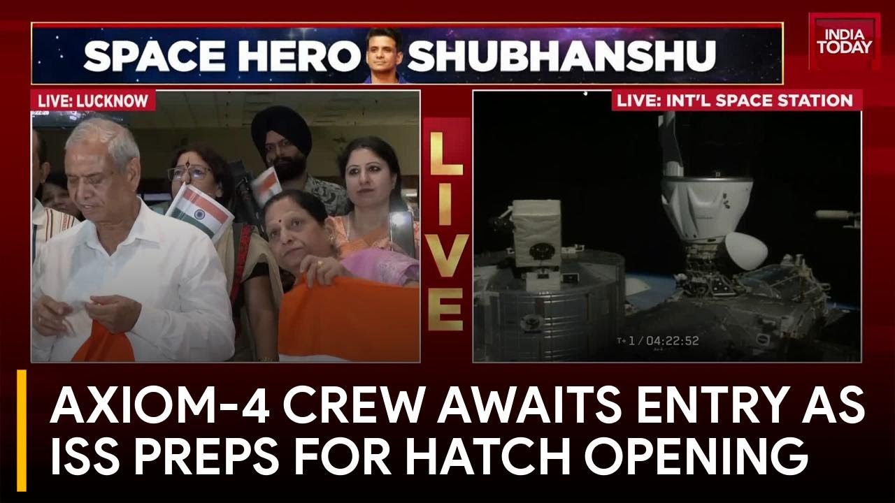 Shubhanshu Shukla's parents wave Tiranga as Dragon spacecraft docks ...
