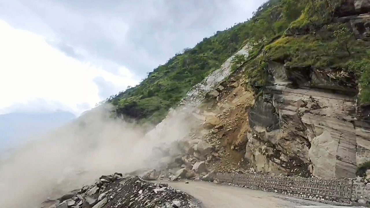 Mountain mayhem! Sudden landslide blocks key road in India's Uttarakhand