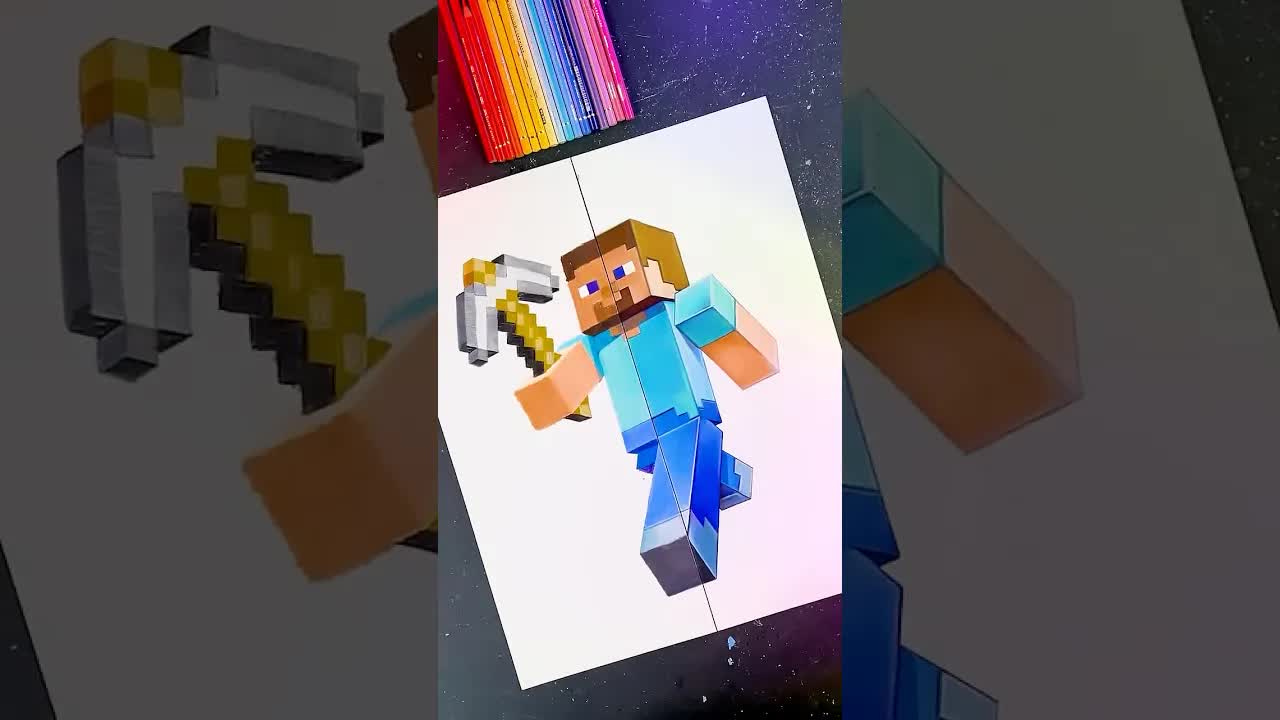 This is so satisfying | drawing Steve from Minecraft | Kauczuk