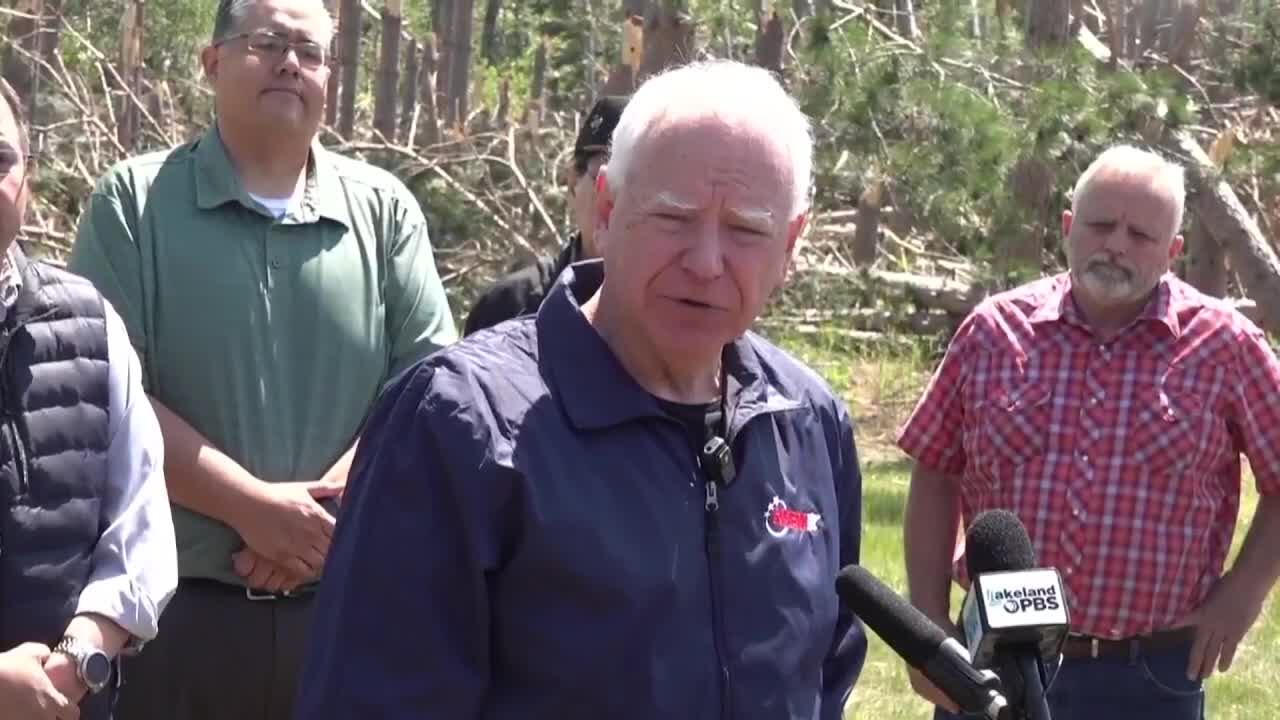 Governor Tim Walz visits Beltrami County to survey storm damage