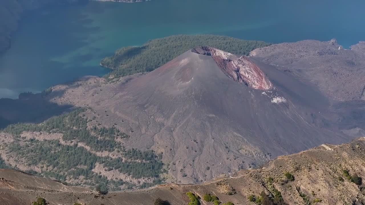 Mount Rinjani: Drone View of Indonesia's Active Volcano