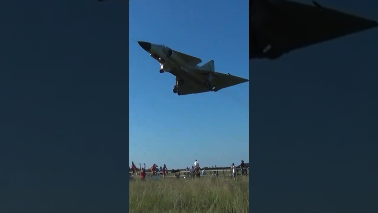 Futuristic SAAB Viggen Jet Low on Approach