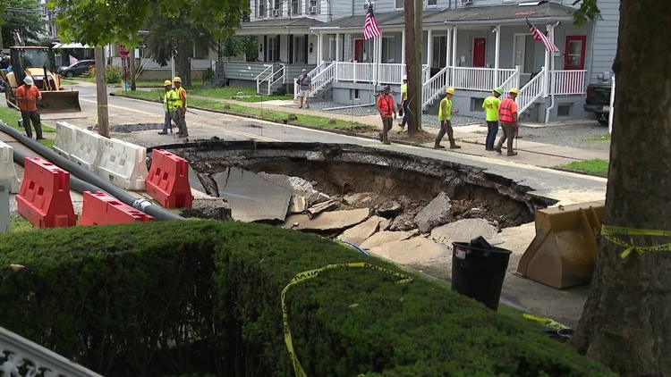 20-foot deep hole opens up on Horton Street in Wilkes-Barre