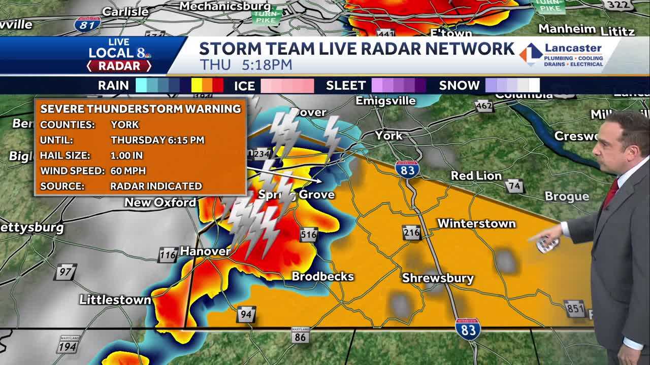 Severe Thunderstorm Warning issued for York County