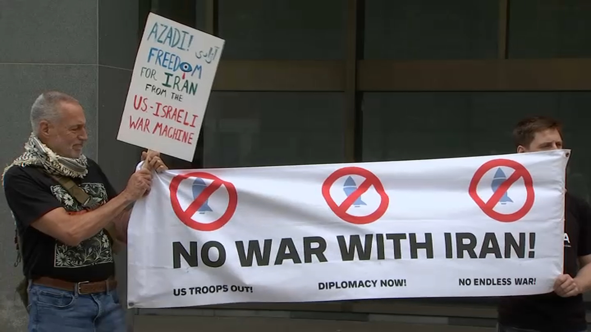 Boston protesters call for US to avoid war with Iran