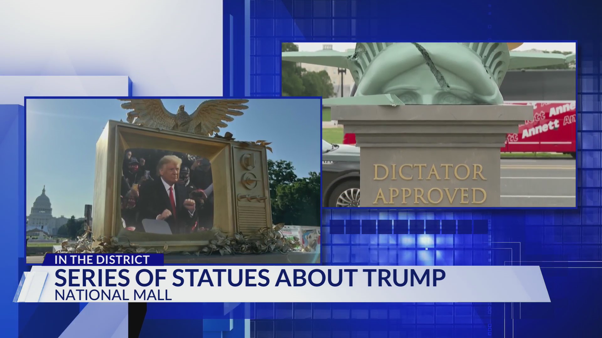 Series of Trump statues appear on the National Mall