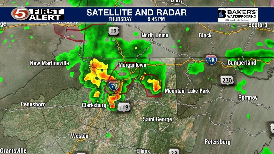 Flash flooding causes blocked roadways in Rivesville, Mannington