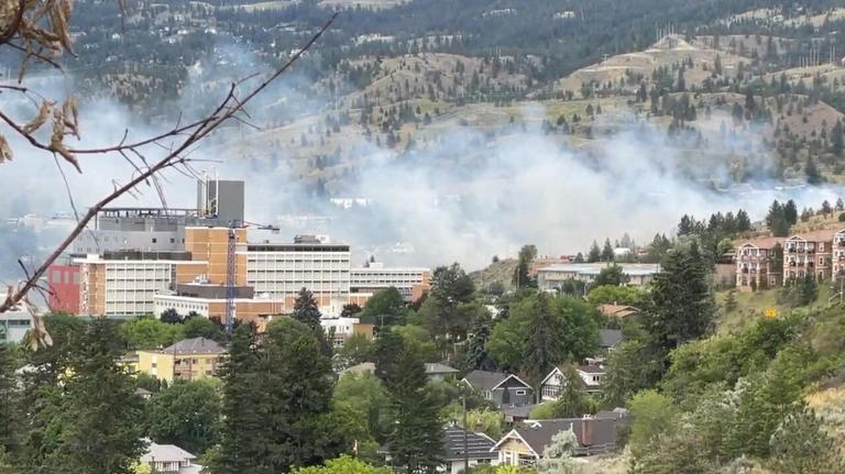 Brush fire near hospital in Kamloops, B.C., sends smoke billowing ...