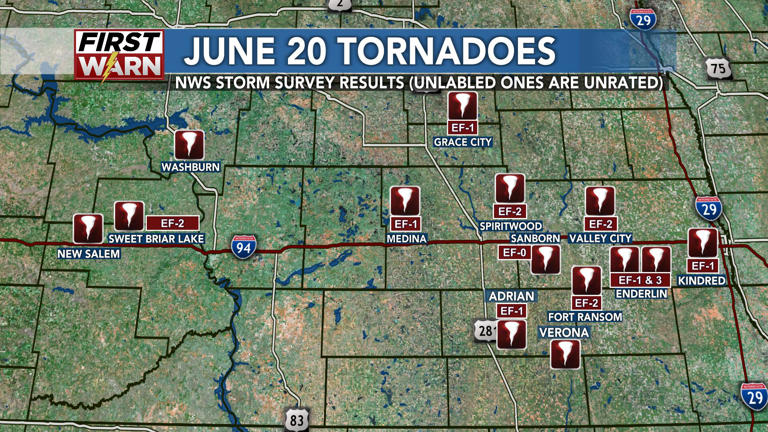 Updated June 20 tornado ratings and NWS storm surveys in central ...