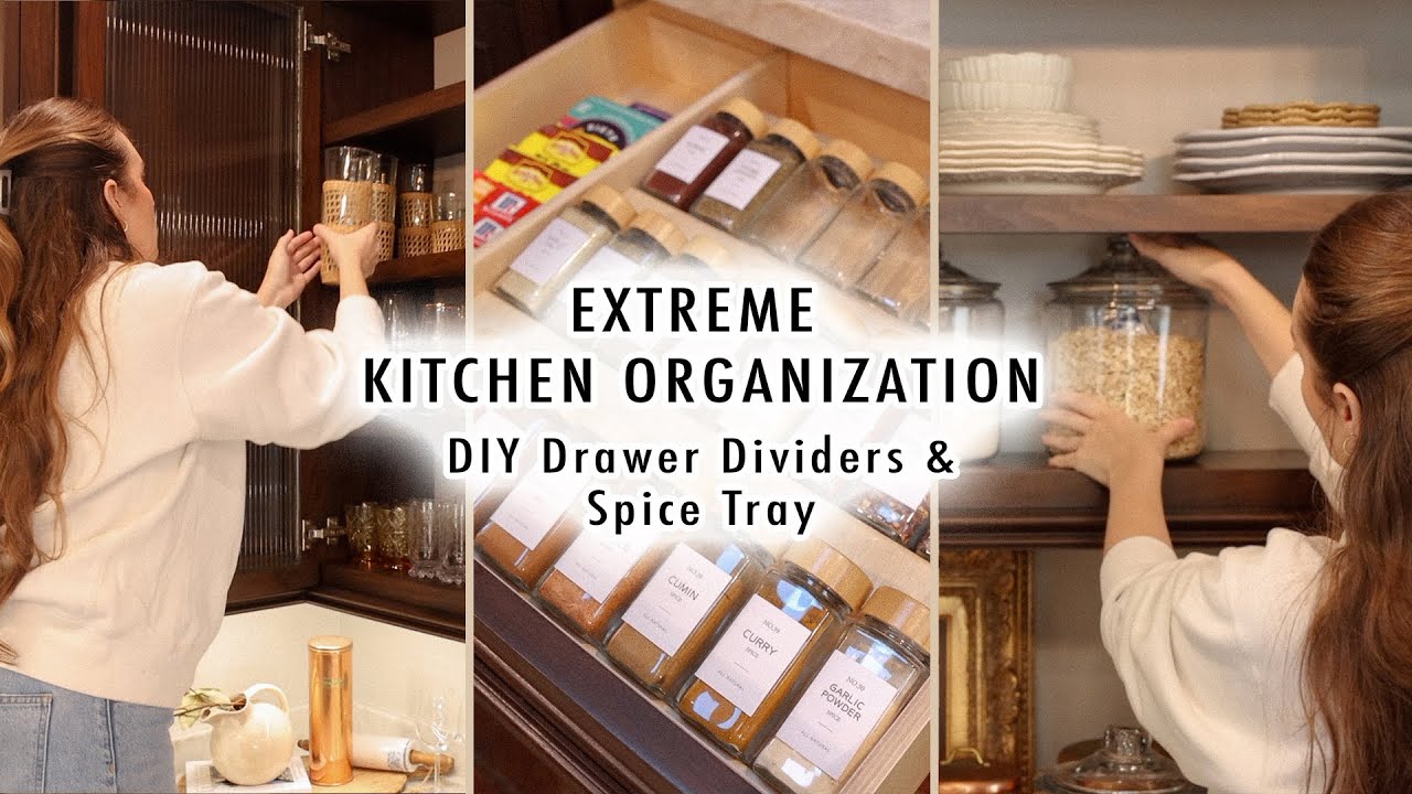 DIY kitchen organization with drawer dividers and spice trays