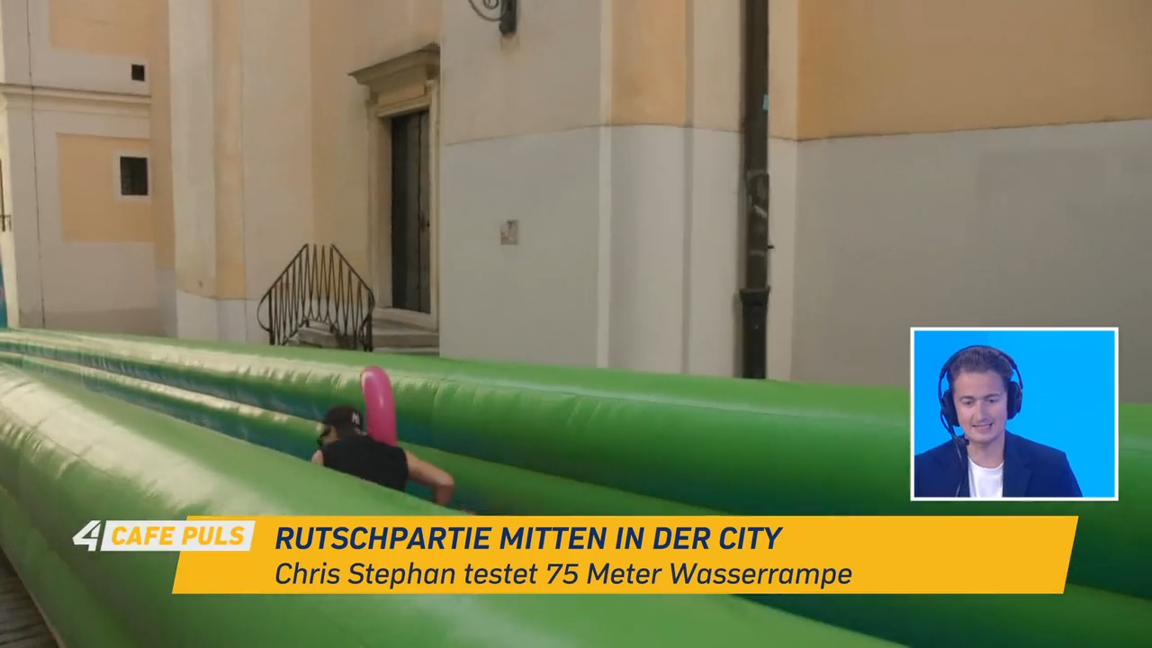 Chris Stephan testet 75-Meter-Wasserrampe