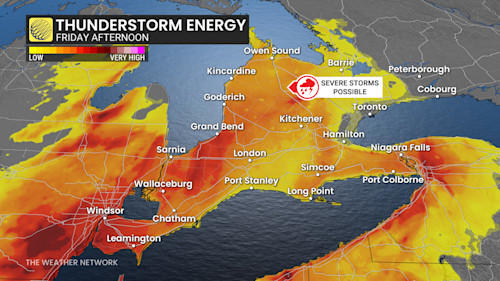 Severe storms pushing into southern Ontario on Friday evening