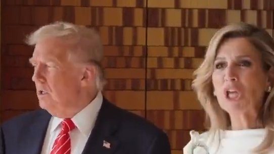 Moment Dutch Queen appears to mock Donald Trump caught on camera