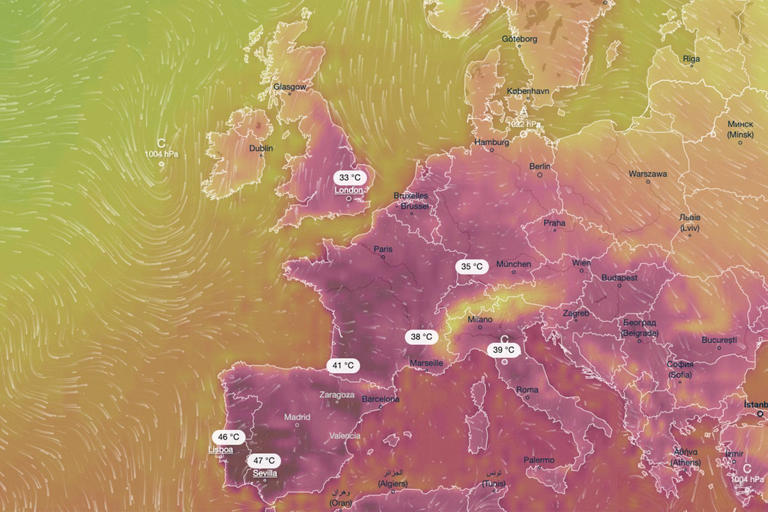 Extreme heatwave hits Europe as temperatures set to soar above 40C in ...