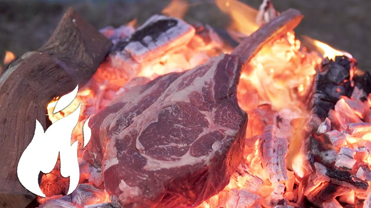 Caveman-Style Steak Grilled on Fire🔥