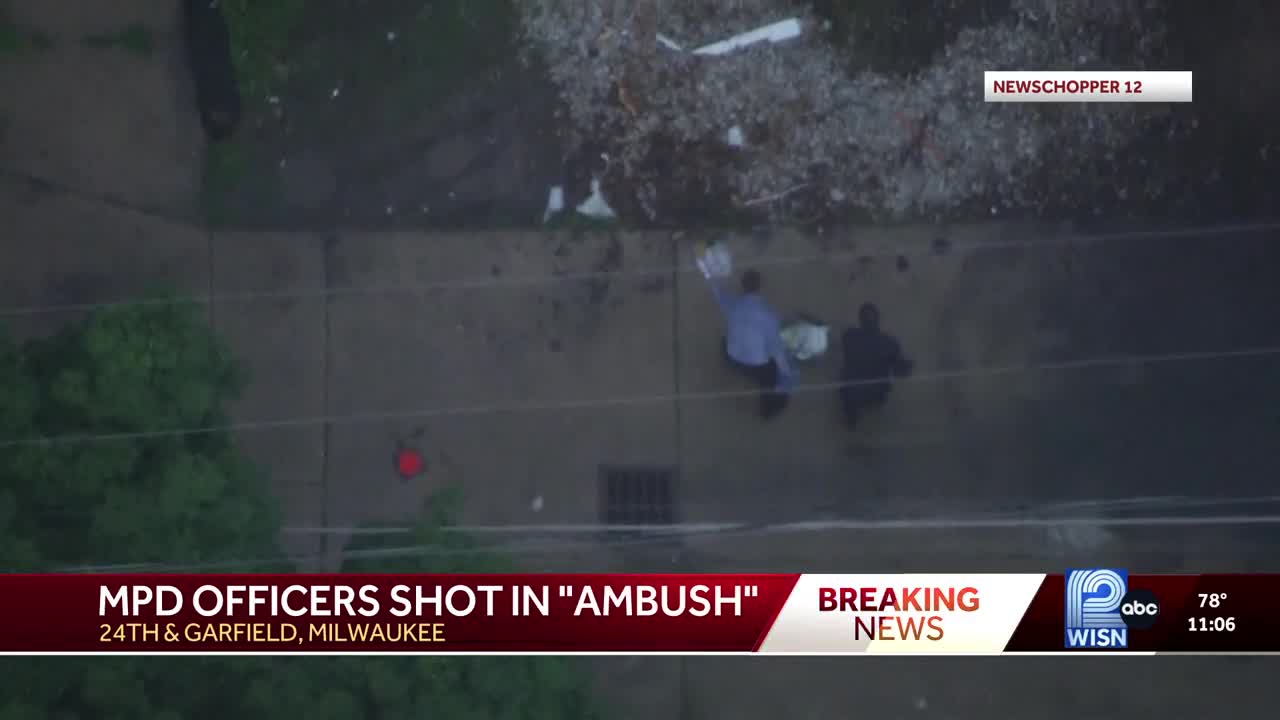 News Chopper 12 flies over Milwaukee police shooting crime scene