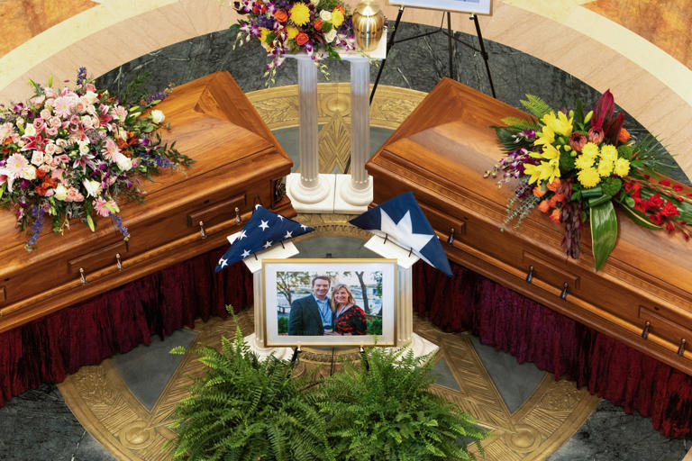 Slain lawmaker lies in state with her husband and dog at Minnesota capitol