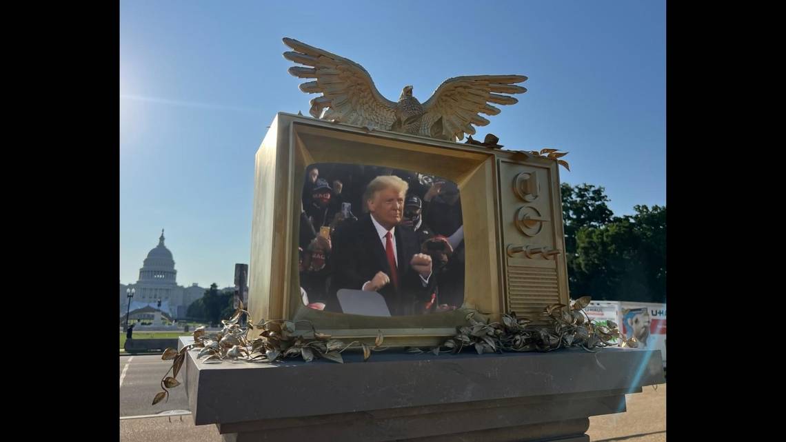 Second mysterious sculpture referencing Trump appears in DC, a week ...