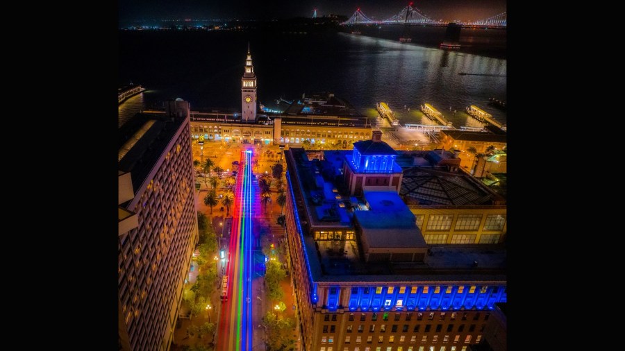 Rainbow-colored lasers to again illuminate Market Street for Pride