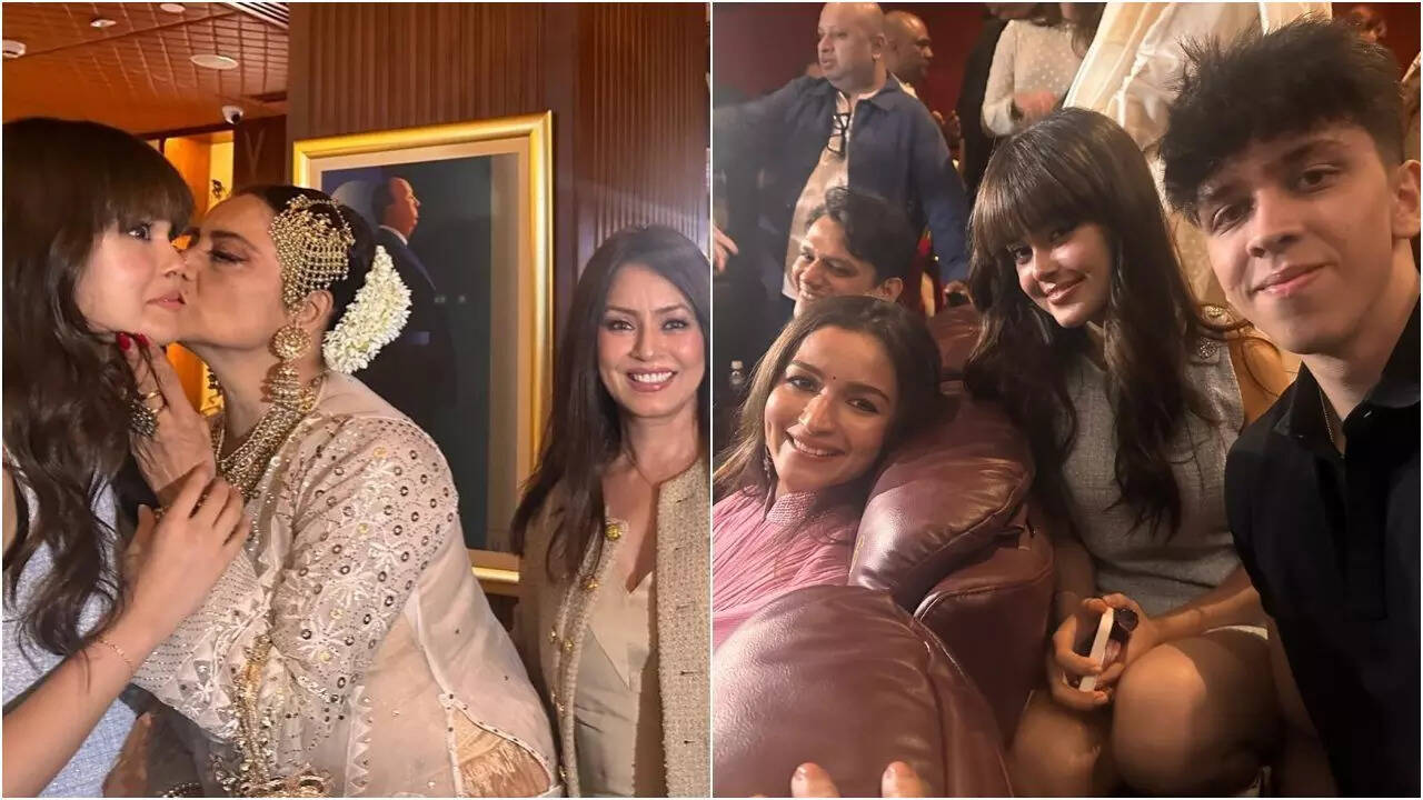 Rekha plants a kiss on Mahima Chaudhry's daughter Ariana Mukherjee's ...