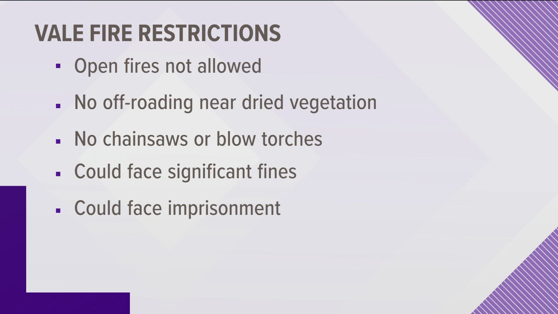 Vale BLM fire restrictions