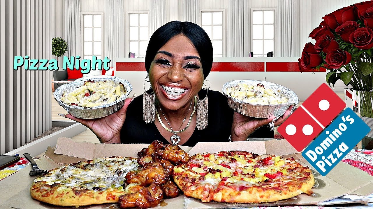 Domino’s Pizza, wings, and pasta mukbang night
