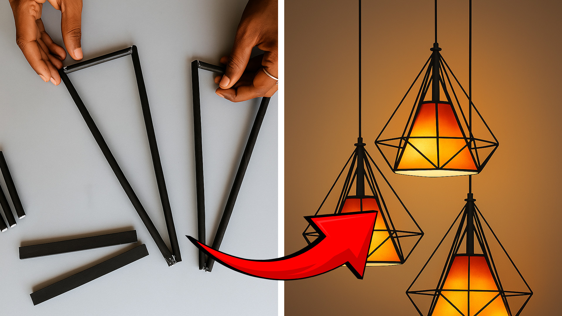 DIY Diamond-Shaped Hanging Lamp | Best Home Decoration Idea 💡