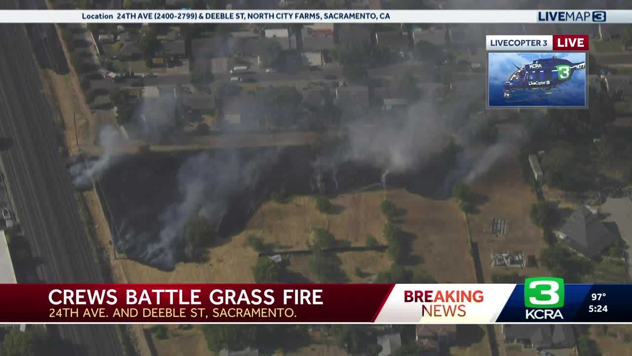 Crews tackle grass fire in Sacramento