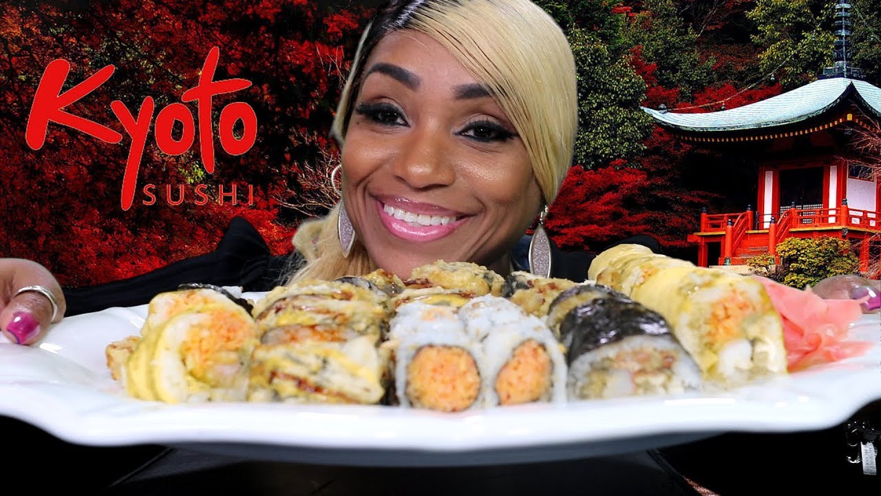 Sushi mukbang with king crab, spider roll, and more