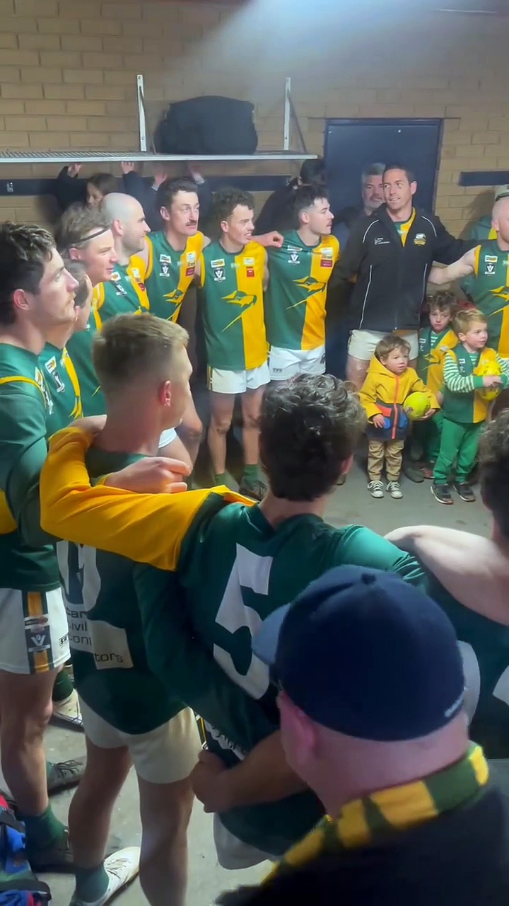 Gordon sings the song after CHFL win over Newlyn