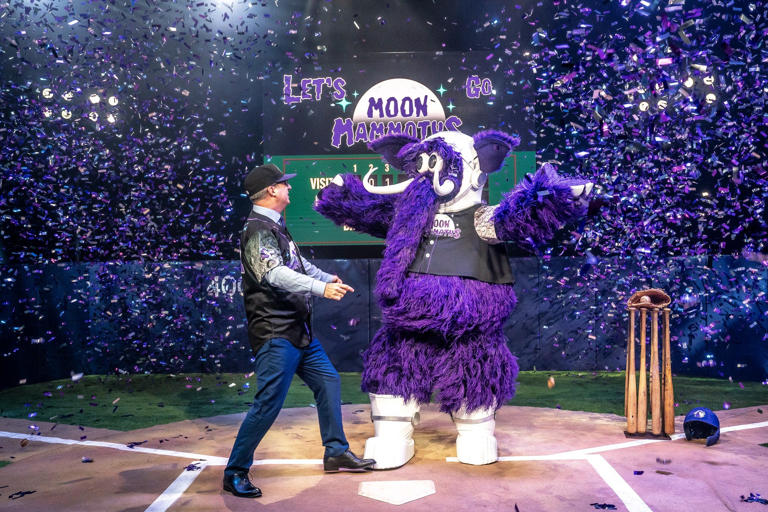 What's big, purple and fuzzy? Meet the new mascot of the Erie Moon Mammoths