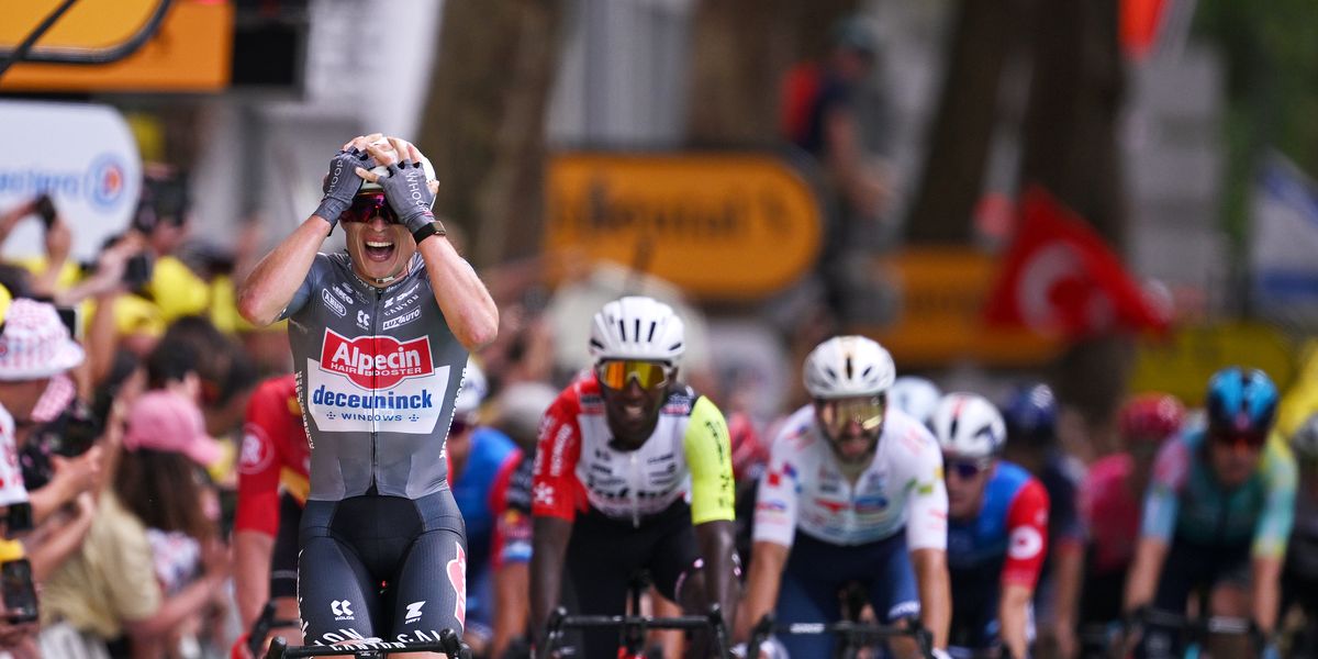 Jasper Philipsen Sprints to the Win in a Wild, Windy Stage 1 of the ...