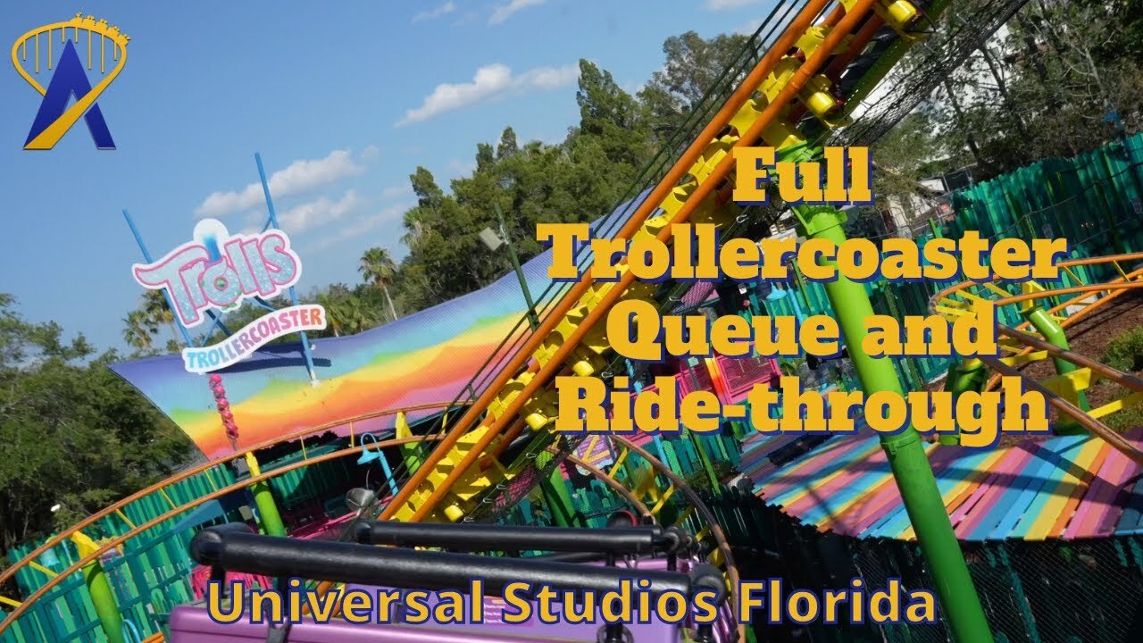 Full Trolls Trollercoaster Queue and Back Row Ride-through in ...