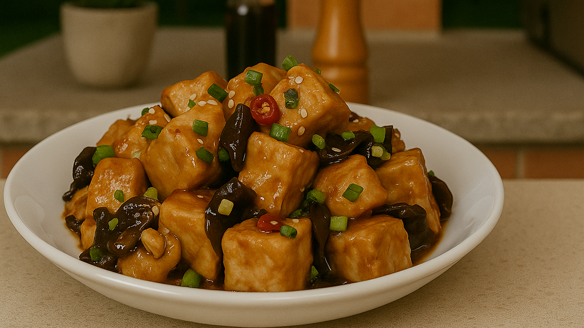 Tofu met Zwarte Paddenstoel – Licht, Umami & Iedereen Thuis Kan Maken!