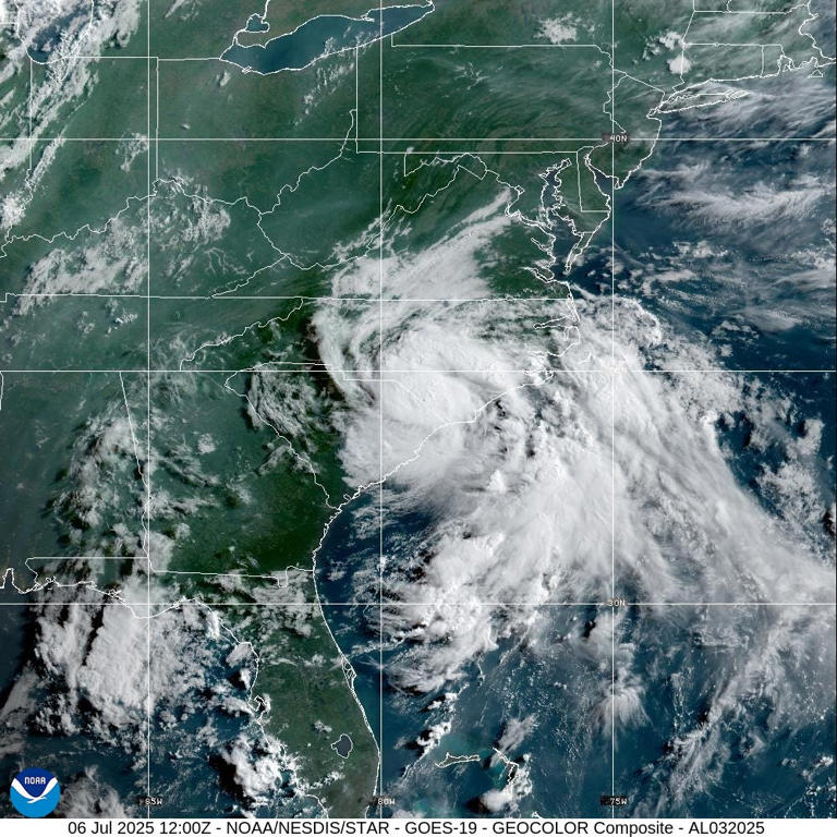 Tropical Storm Chantal weakens to tropical depression, moves inland ...