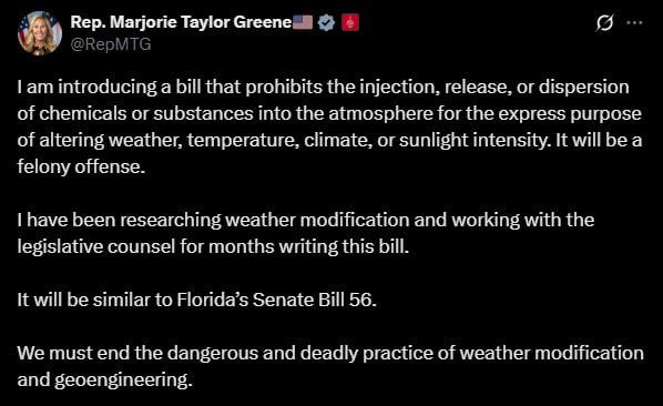 Georgia Rep. MTG Aims To Ban ‘Weather Control,’ Citing ‘Deadly’ Practices