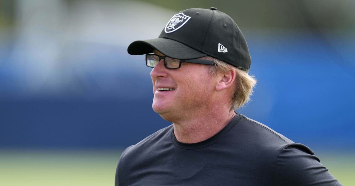 Jon Gruden opens care package from Virginia high school team