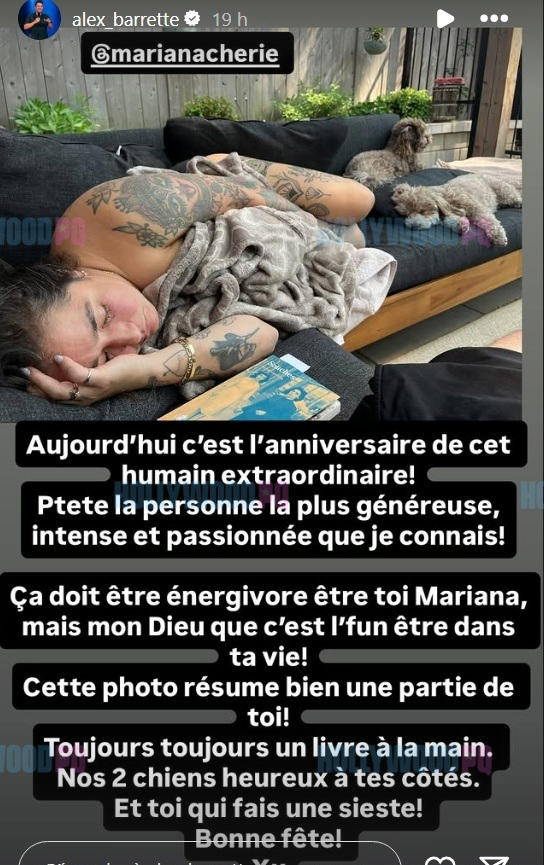 Alexandre Barrette partage un touchant message pour Mariana Mazza