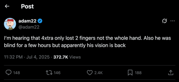 Media Personality 4xtra Suffers Gruesome Firework Injury on July 4th ...