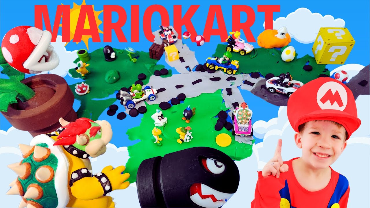 Super Mario Bros Play-Doh Race Track Competition!!!