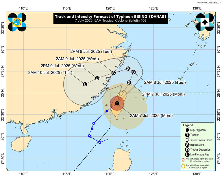 Bising makes landfall in Taiwan; wind signal lifted in Batanes