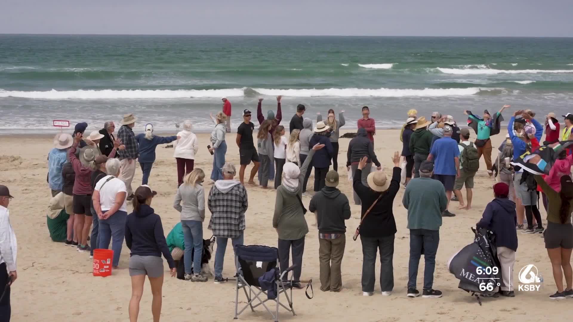 'Getting the people united': Locals form human peace sign during SLO ...