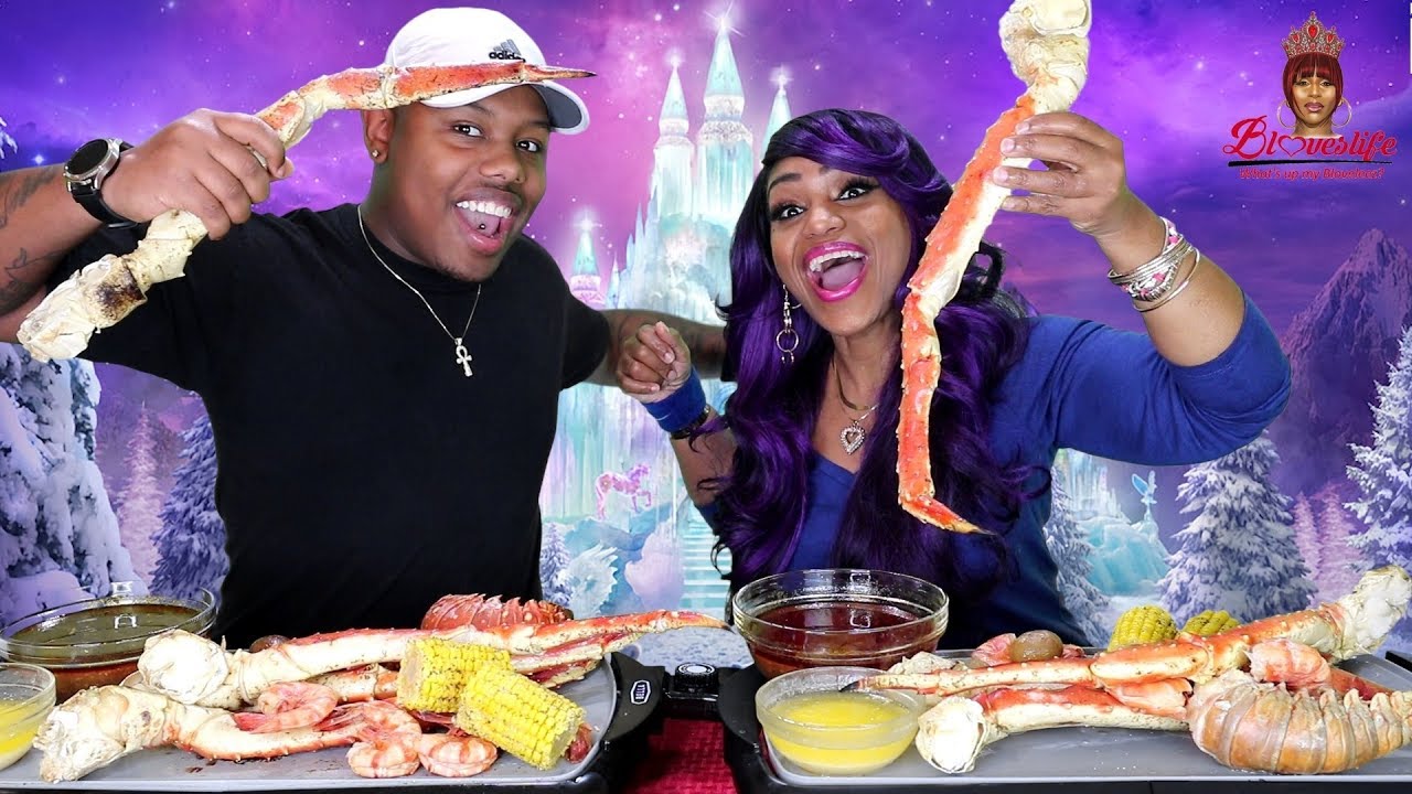 Seafood challenge with giant crab, lobster, and shrimp