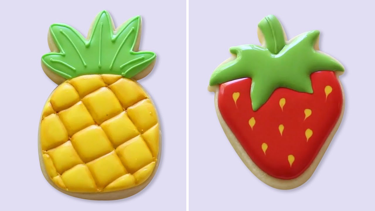 Hoe maak je Satisfying Fruit Koekjes 🍍🍓 | Ananas & Aardbei Icing Tutorial