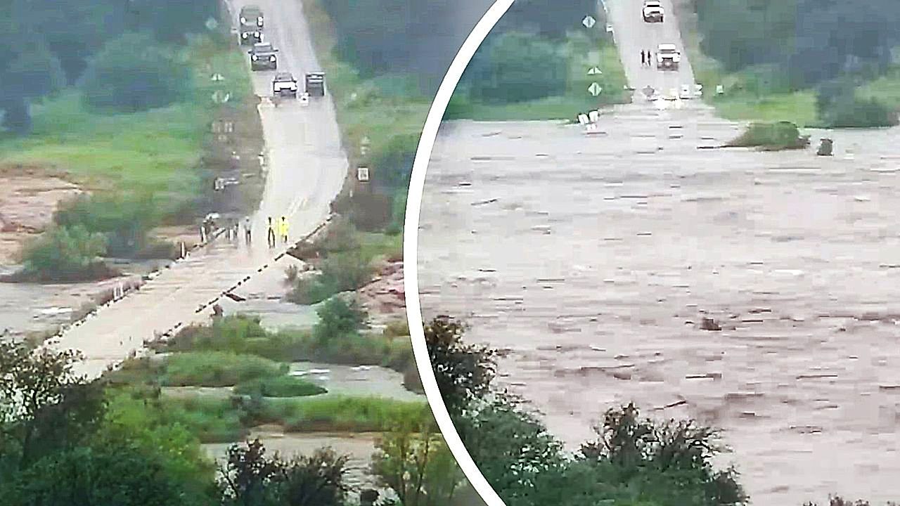 Timelapse visar hur Llano River i Texas snabbt förvandlas till en störtflod