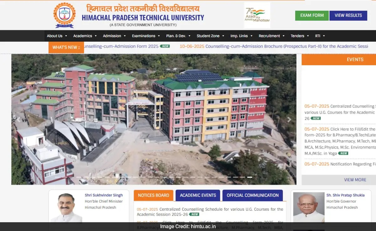 Himachal Pradesh Technical University UG Counselling Schedule Released, Direct Link Here