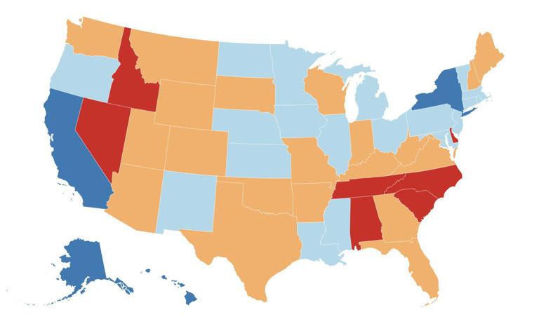 Map shows states Americans moved from and to in last 10 years