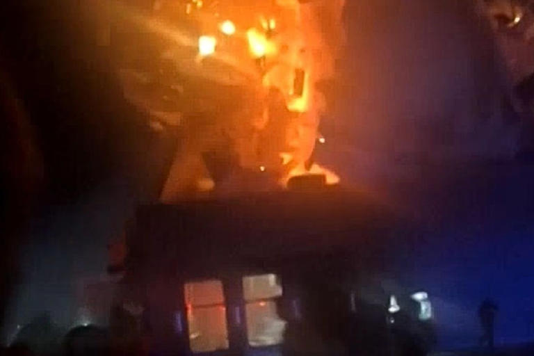 Explosion tears roof off Domino’s Pizza after car crashes into restaurant
