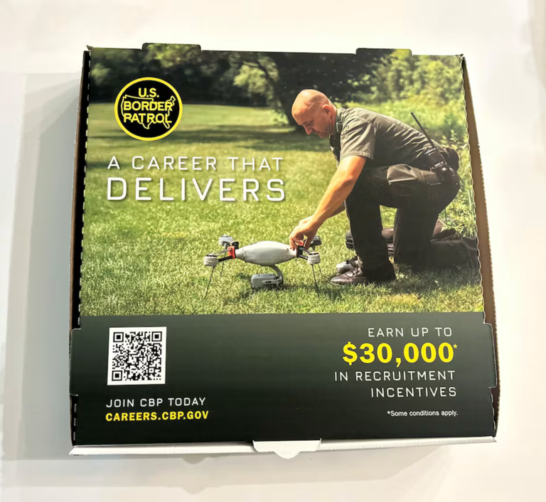 Bizarre toppings: Border Patrol advertises on free pizza boxes in Georgia
